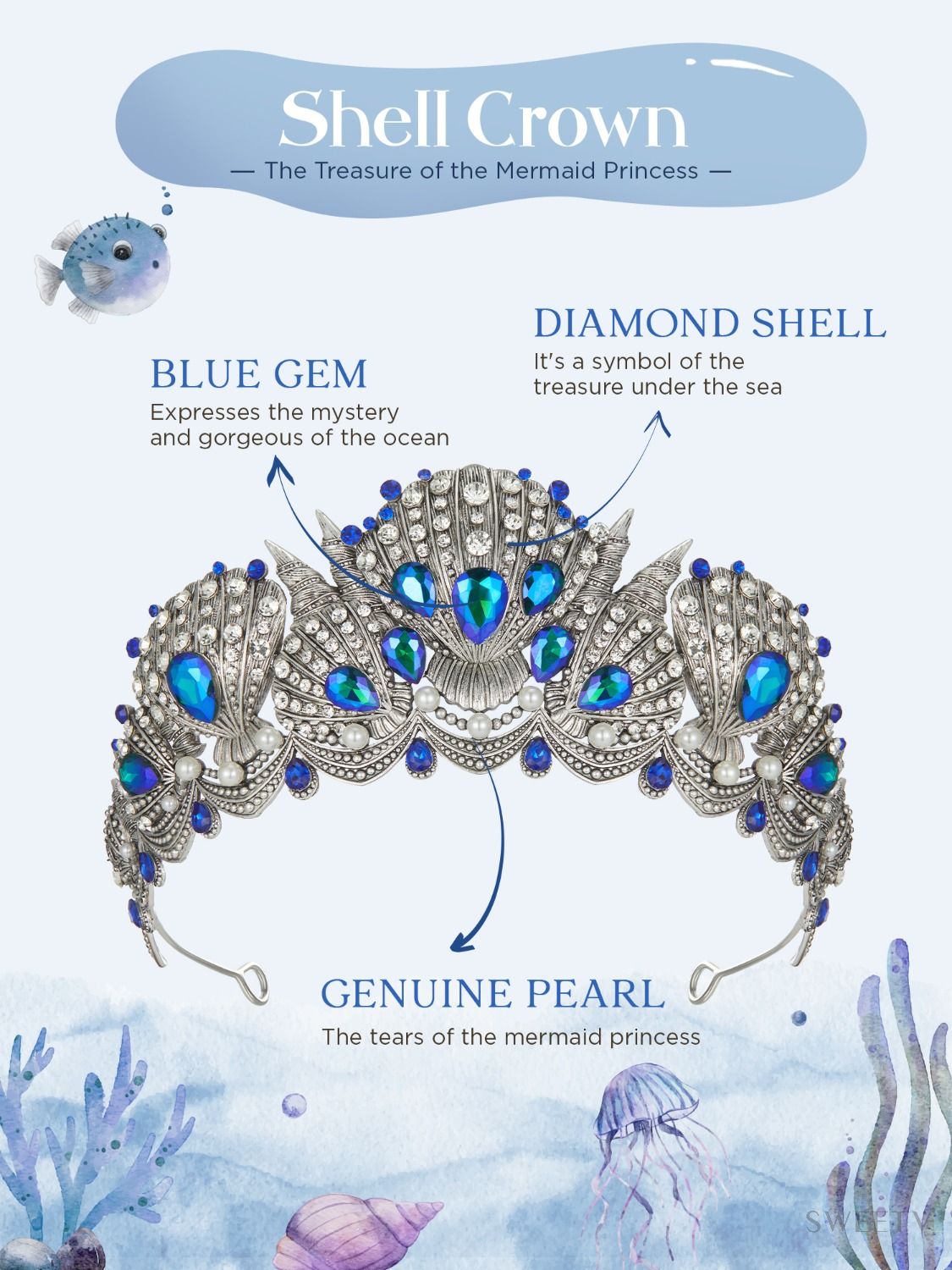 Shell Crown-SWEETV Mermaid-Crowns & Tiaras | SWEETV
