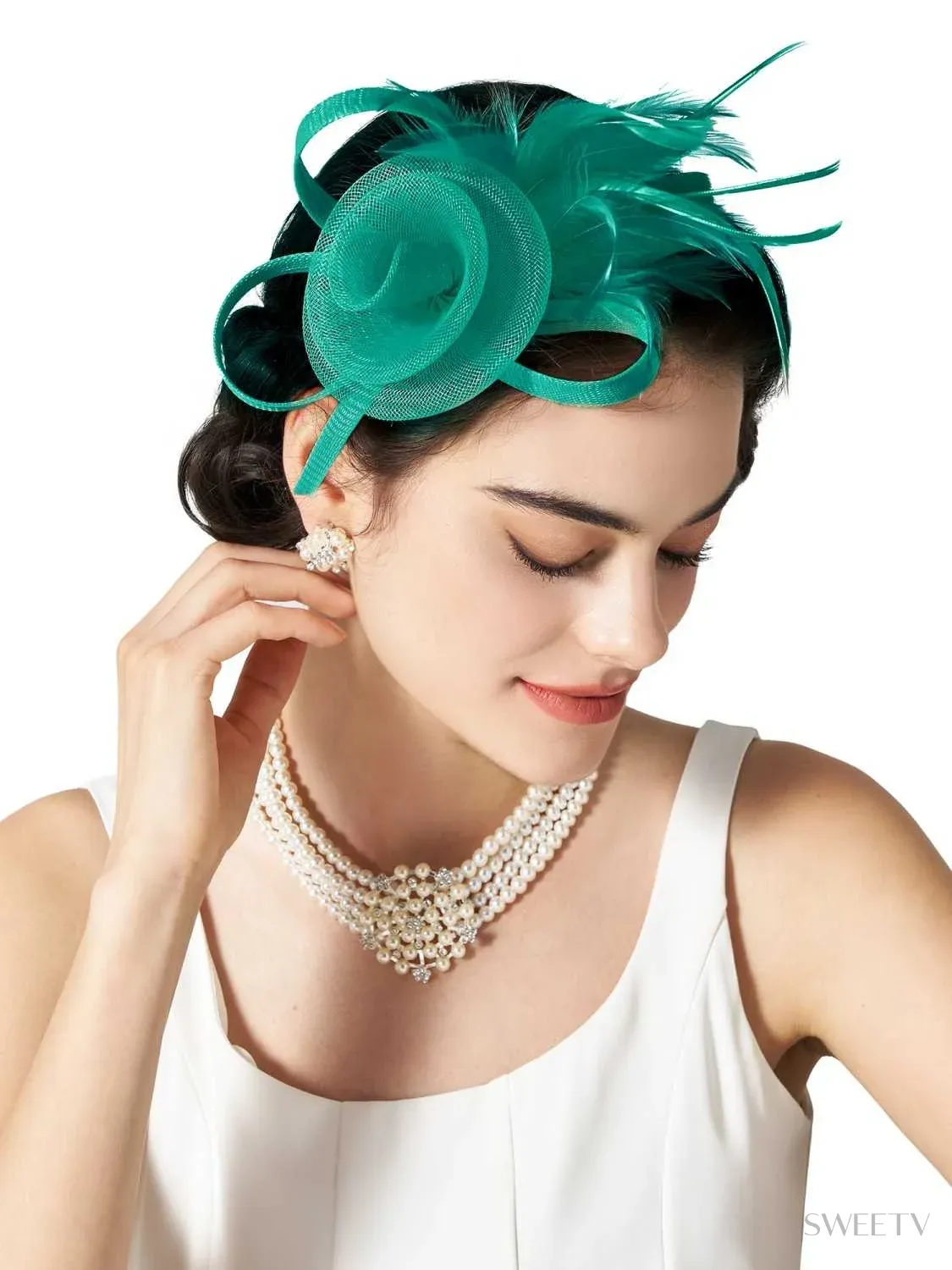 SV 1920s Art Deco Feather Fascinator-Fascinators | SWEETV