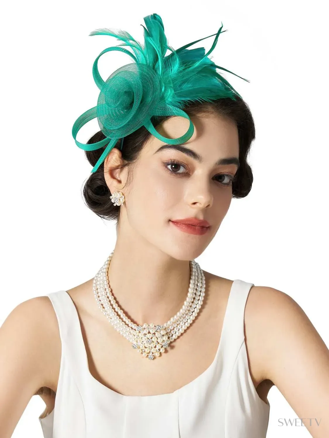 SV 1920s Art Deco Feather Fascinator-Fascinators | SWEETV